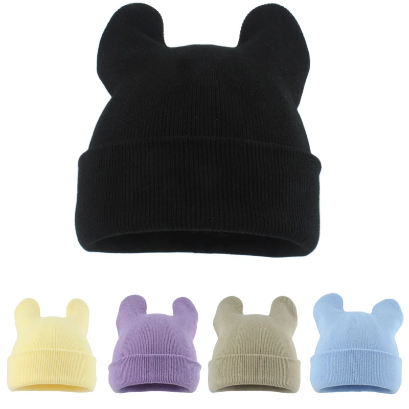 New-Korean-Cute-Beanie-Fashion-Street-Hip-Hop-Cap-Cartoon-Cat-Ears ...