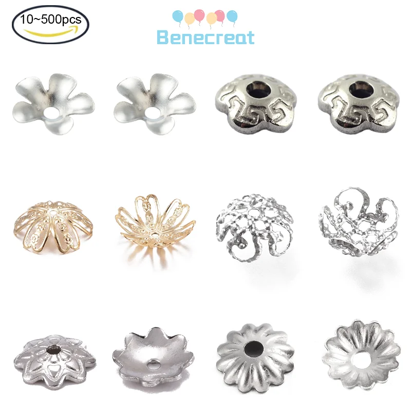 10-500PC-304-Stainless-Steel-Bead-Caps-Spacers-End-Cap-Jewelry-Making ...