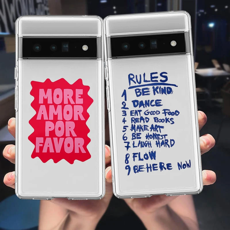 Maximalist More Amor Por Favor Transparent Phone Case For Google Pixel ...