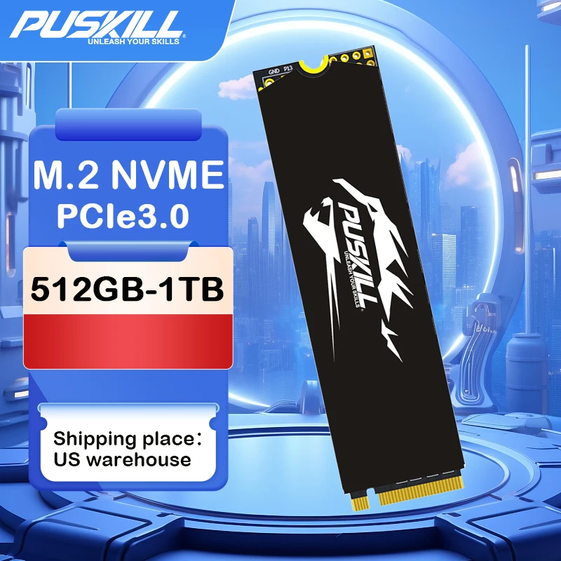 PUSKILL PCIe3.0 NVMe SSD M.2 1TB 512GB M2 2280 Hard Disk Internal Solid ...