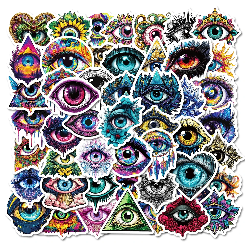 10/30/50pcs Cool Gothic Eye Graffiti Stickers Decals Skateboard Laptop ...