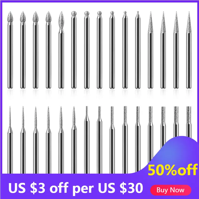 30pcs-Diamond-Burrs-For-Dremel-Rotary-Tool-Drill-Bit-Dremel-Engraving ...