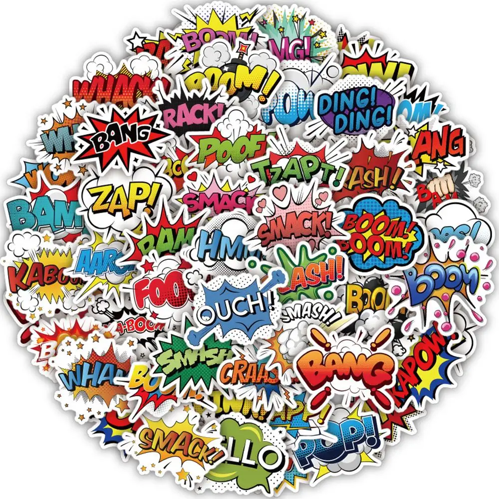 50PCS-Cartoon-Oops-Omg-Bam-Pow-Wow-Boom-Bang-Explosion-Cloud-Style ...