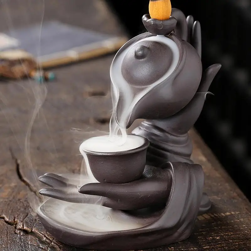 Ceramic Backflow Incense Buddha Hand Backflow Incense Burner Indoor ...