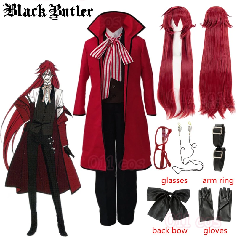 Black Butler Cosplay Shinigami | Grell Sutcliff Cosplay Costume - Anime ...