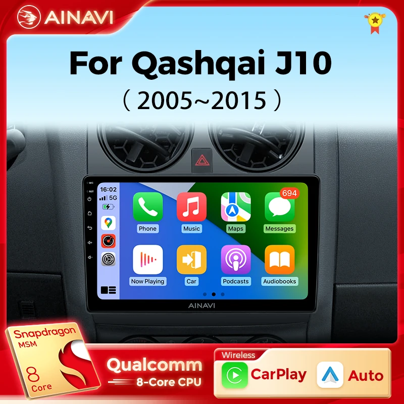 Ainavi-Car-radio-Android-Auto-Radio-Carplay-For-Nissan-Qashqai-J10 ...