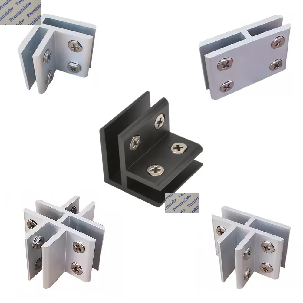 4Pcs-Aluminum-Black-Glass-To-Glass-Clip-Clamp-Bracket-Cubicle-Partition ...