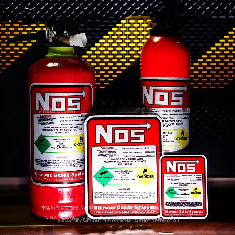 NOS Warning Motorcycle Stickers Nitrogen Acceleration Decorative for ...