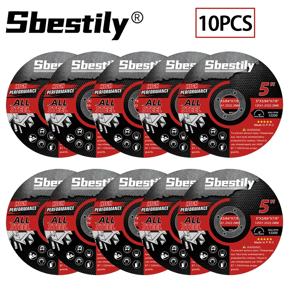 10pcs 125mm Cut Off Wheel Disc 5"x 3/64" x 7/8" Ultrathin Cutting Disc ...