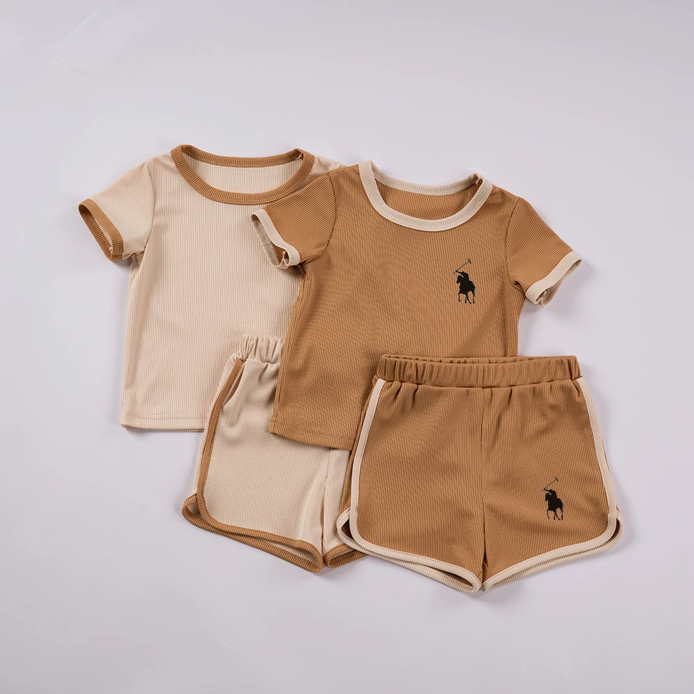 New-Summer-Children-s-Casual-Set-Boys-and-Girls-Sports-Set-Solid-Color ...