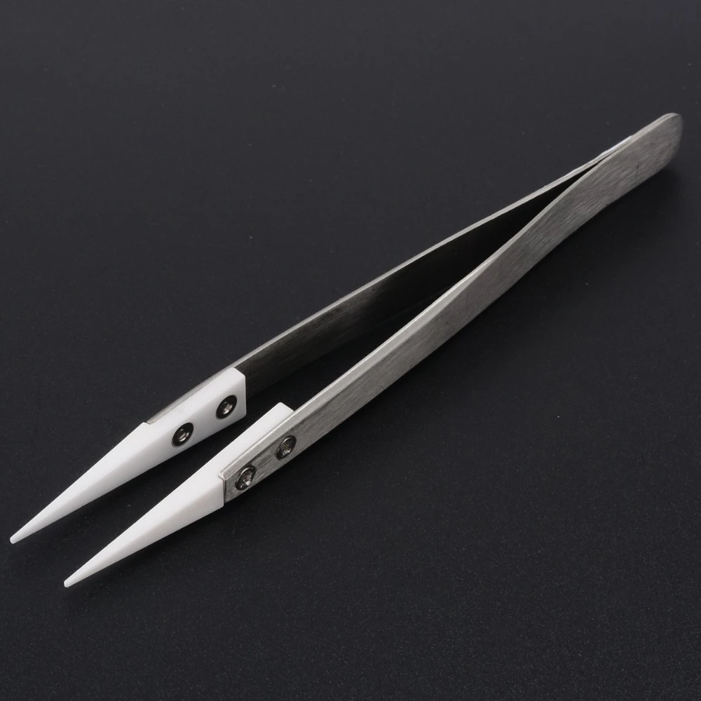 Ceramic Tipped Tweezers Stainless Steel Fine Pointed Tip Heat Resistant ...