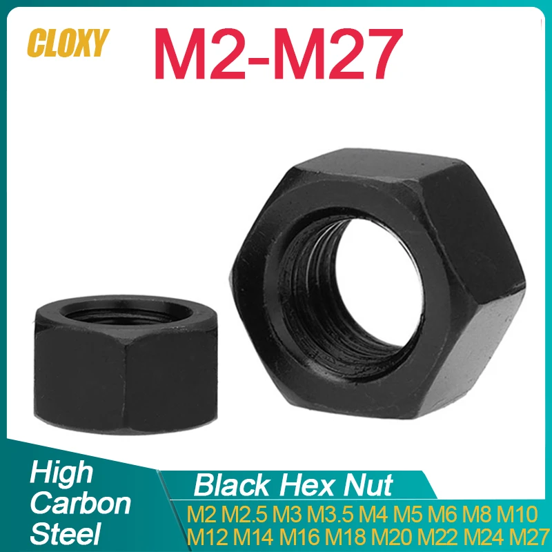 Carbon Steel Hexagon Nuts | Hexagon Nuts M3 Black | Hex Nuts Steel M2 | M12 Nuts Black - Nuts ...