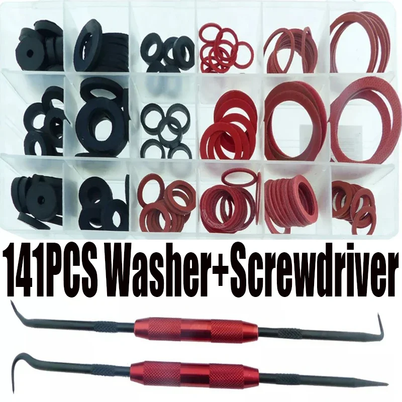 141pcs-Black-Rubber-Gaskets-Red-Steel-Paper-Washer-M4-M8-M9-M10-M12-M15 ...