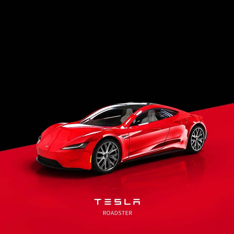 Time Micro 1/64 Tesla Roadster Concept Alloy Sports Car Toy Diecast ...