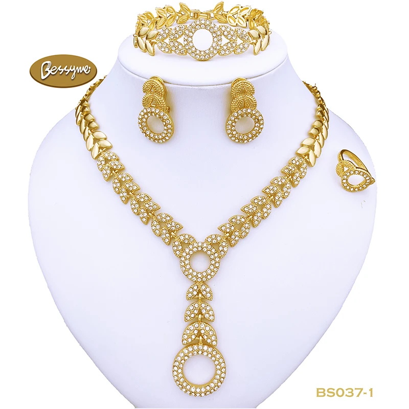 Pendant Necklace Earrings Sets | Dubai Gold Jewelry Sets Women - Gold ...