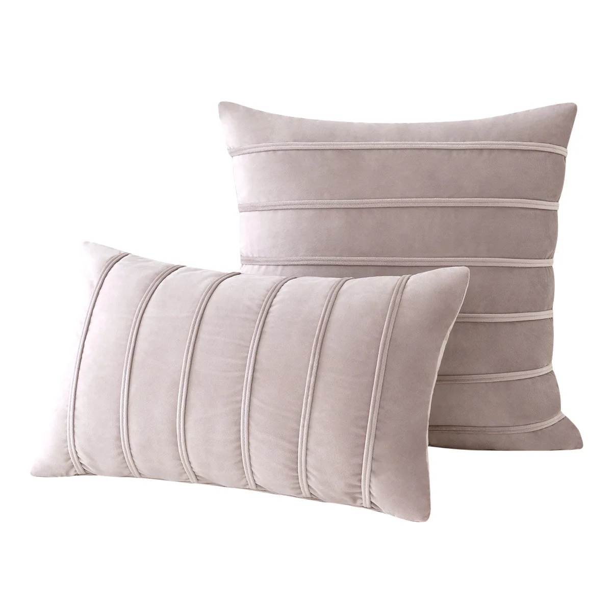 Champagne Solid Dutch Velvet Pillowcase Simple Stylish Striped ...
