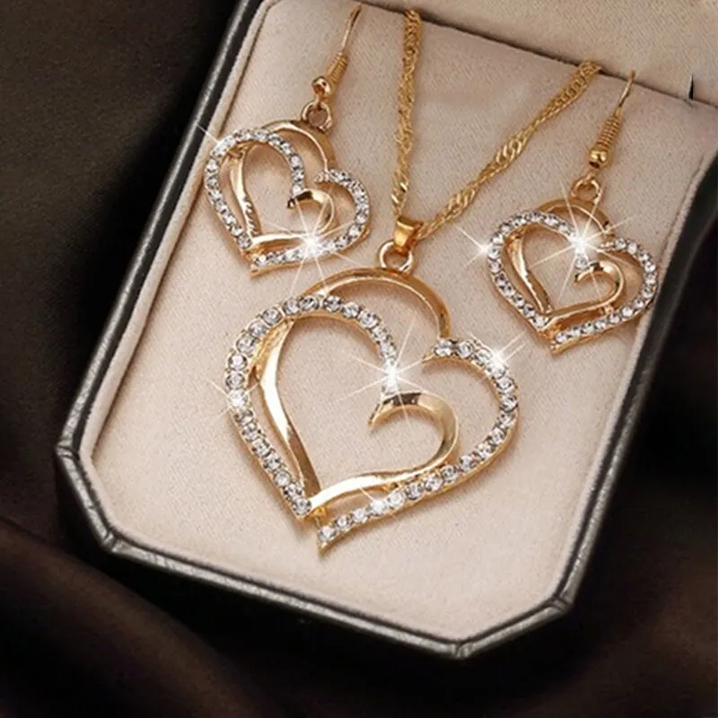 3-Pcs-Set-Heart-Shaped-Jewelry-Set-Of-Earrings-Pendant-Necklace-For-Women-Exquisite-Fashion ...