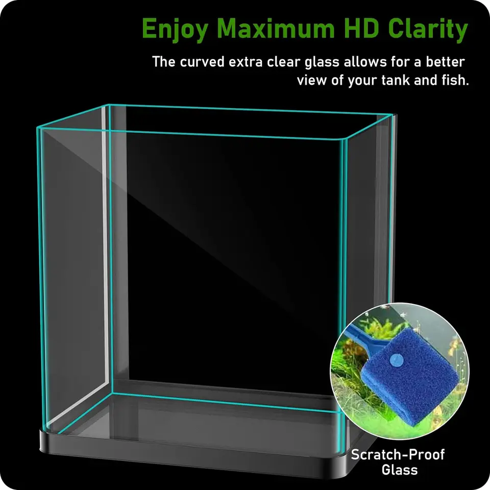 Beta Fish Tank PONDON Fish Tank, 3 Gallon Glass Aquarium, 3 In 1 ...
