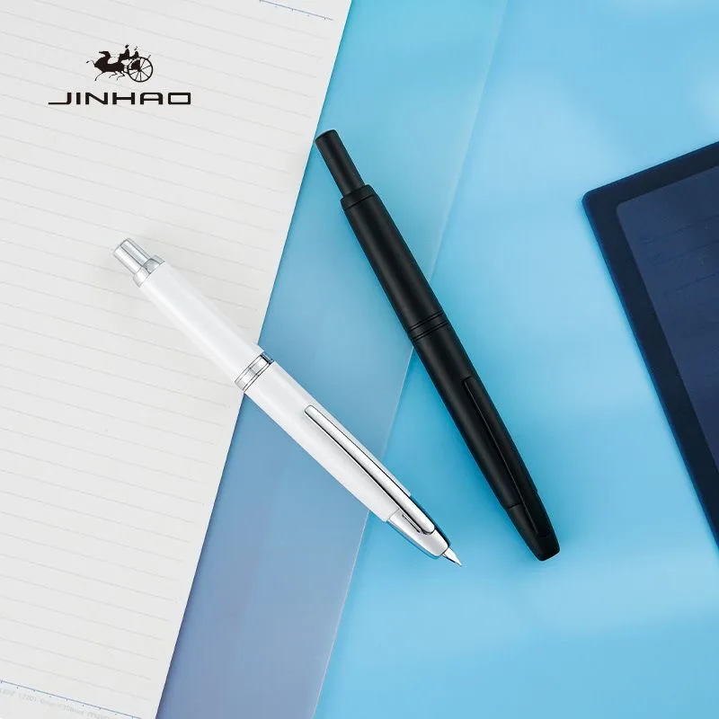 New-JINHAO-10-Press-Fountain-Pen-Retractable-EF-F-Nib-Metal-Matte-Black ...