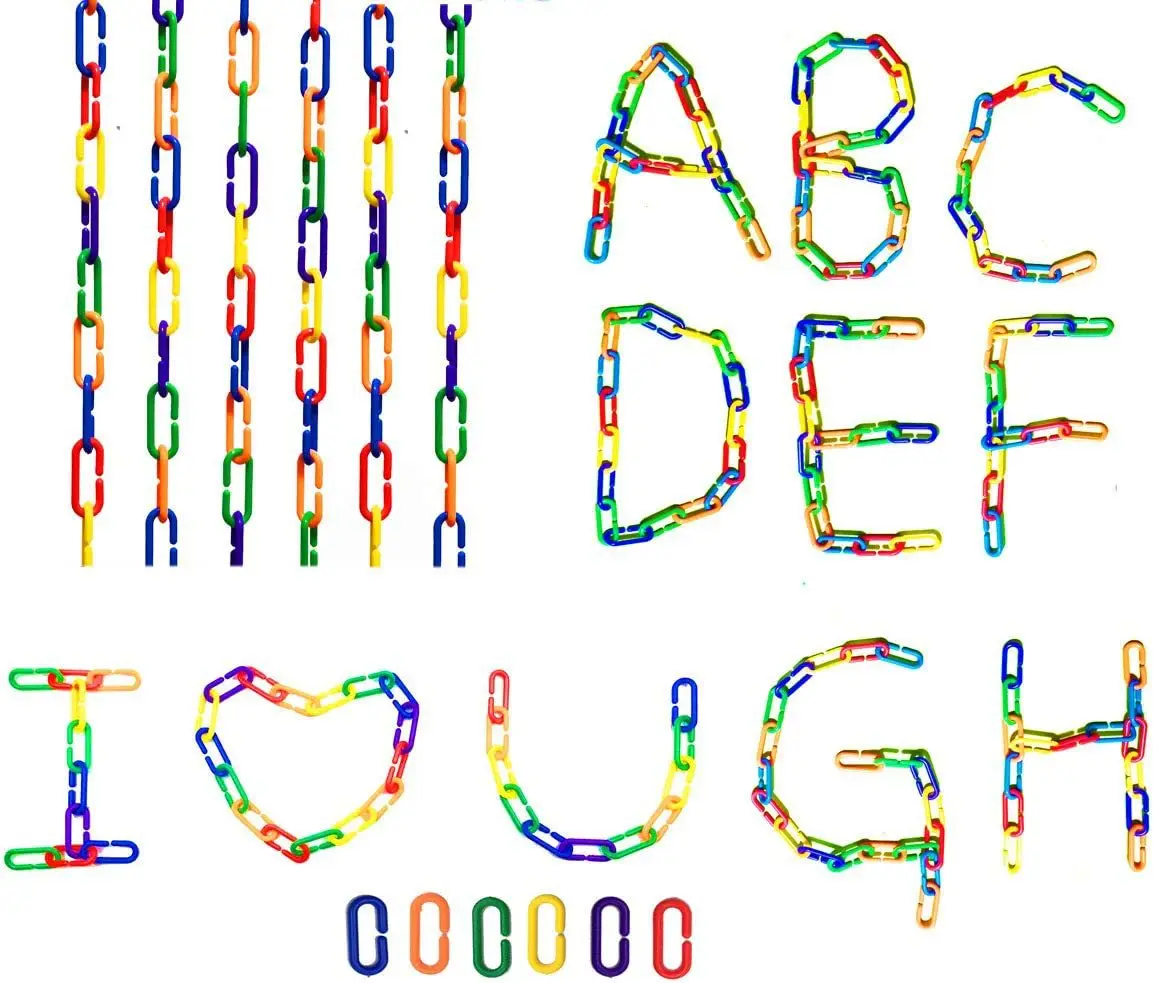 100-PCS-Geometric-Chain-Buckle-Building-Blocks-Educational-Toys-Rainbow ...