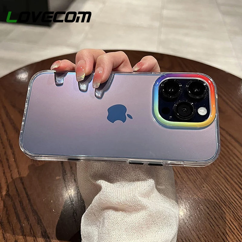 INS gökkuşağı kamera telefon kılıfı için iPhone 14 Pro Max 13 Pro Max ...