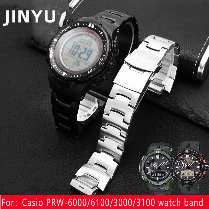 16mm-Solid-Stainless-Steel-Strap-for-Casio-PROTREK-PRW-3000-3100-6000 ...