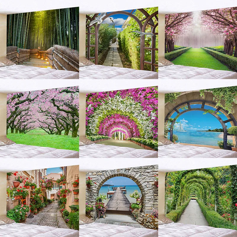 Three-dimensional-Space-Forest-Shade-Tunnel-Tree-Landscape-Background ...