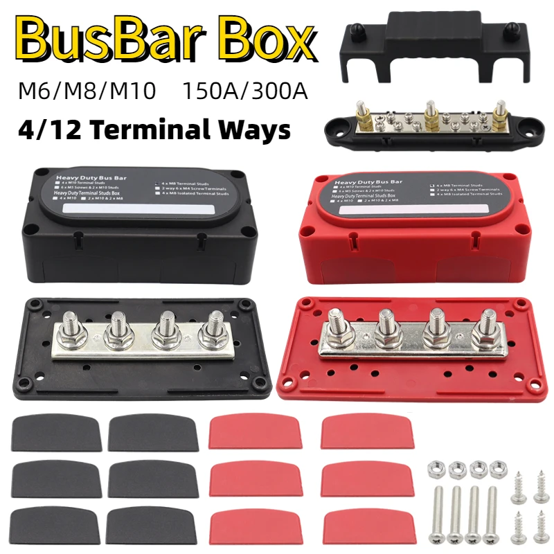 M6-M8-M10-Bus-Bar-Box-Board-150A-300A-4-12-Terminal-Ways-High-Current ...