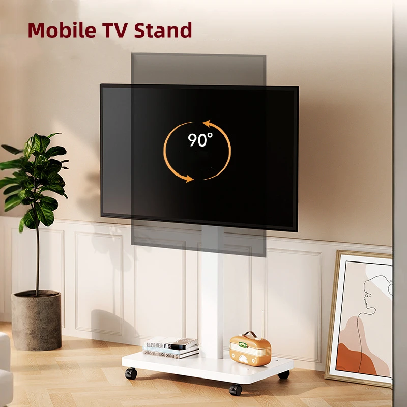 TV Stand Floor Mount for 10-43 Inch Screens, Adjustable Mobile White ...