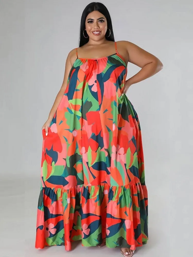 5XL-4XL-Plus-Size-Clothes-Dresses-Women-Cascading-Ruffle-Robes-Summer ...