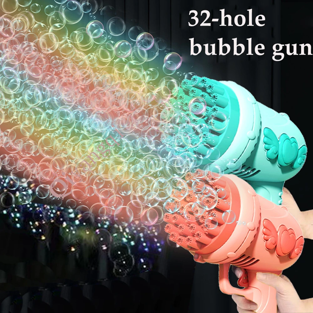 32 Holes Gatling Bubble Gun Electric Soap Bubble Machine Rocket ...