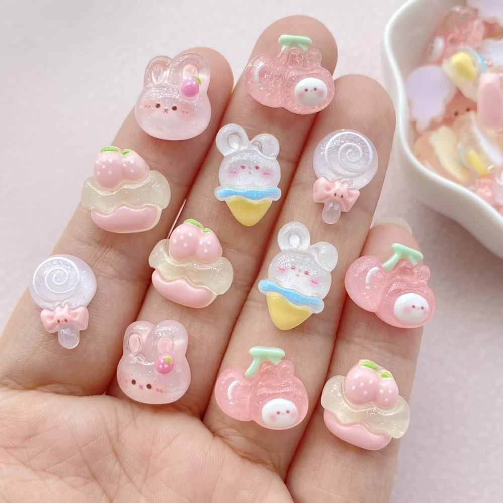 20Pcs-New-Cute-Mini-Resin-Lollipop-Cake-Rabbit-Series-Flatback-Ornament ...
