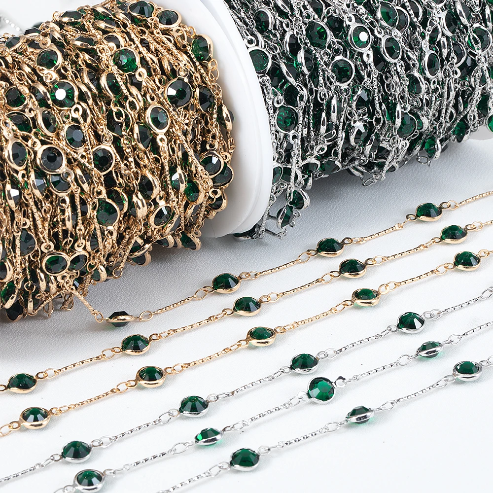 1meter-Green-Glass-Crystal-Beads-Copper-Material-Stick-Chains-for ...