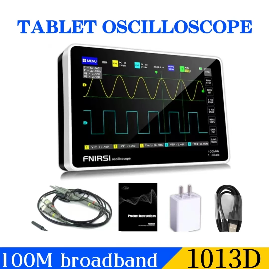FNIRSI-1013D Digital Tablet Oscilloscope Dual Channel 100M Bandwidth ...