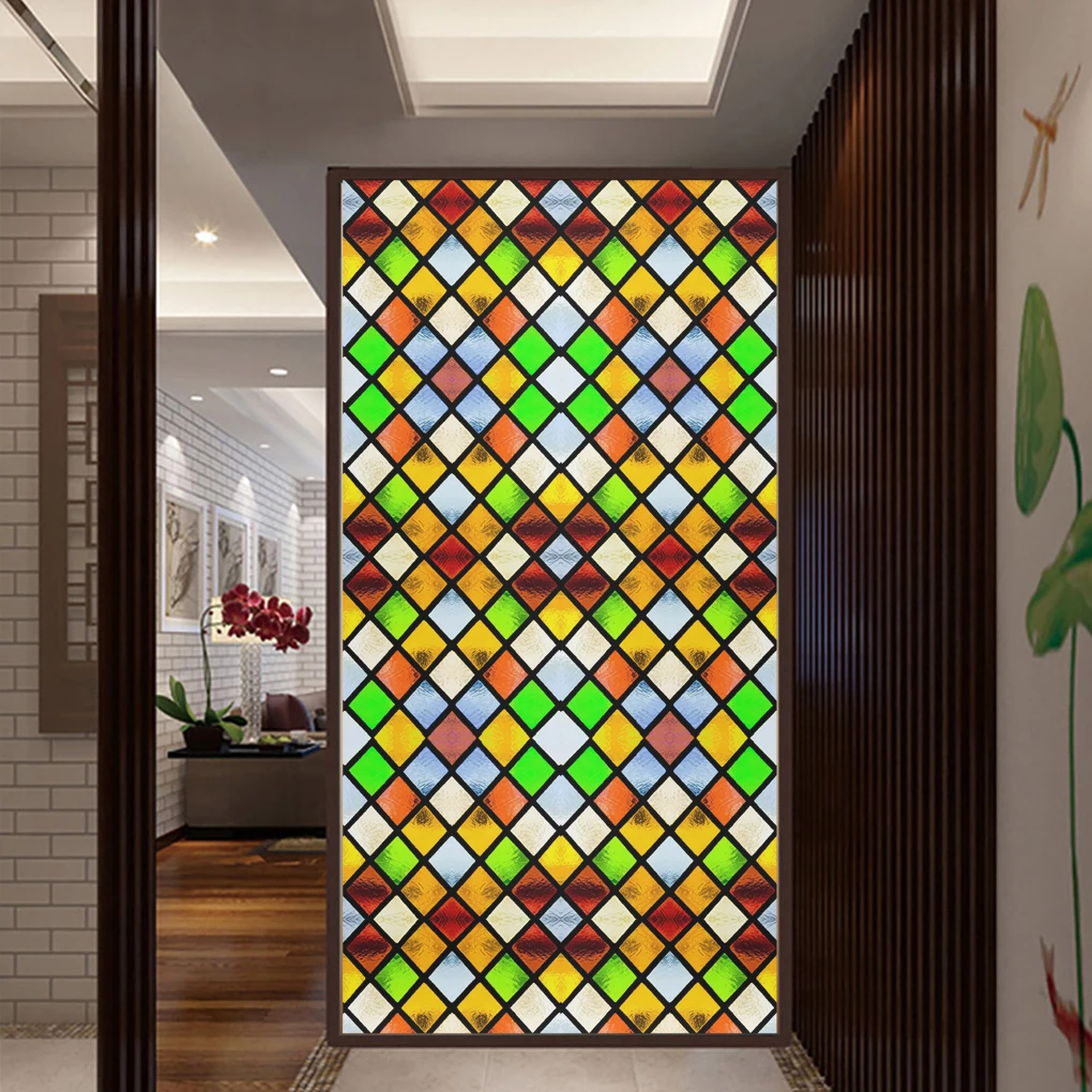 Lumanduo Colored Diamond Privacy Window Film Vinyl Static Cling Frosted ...