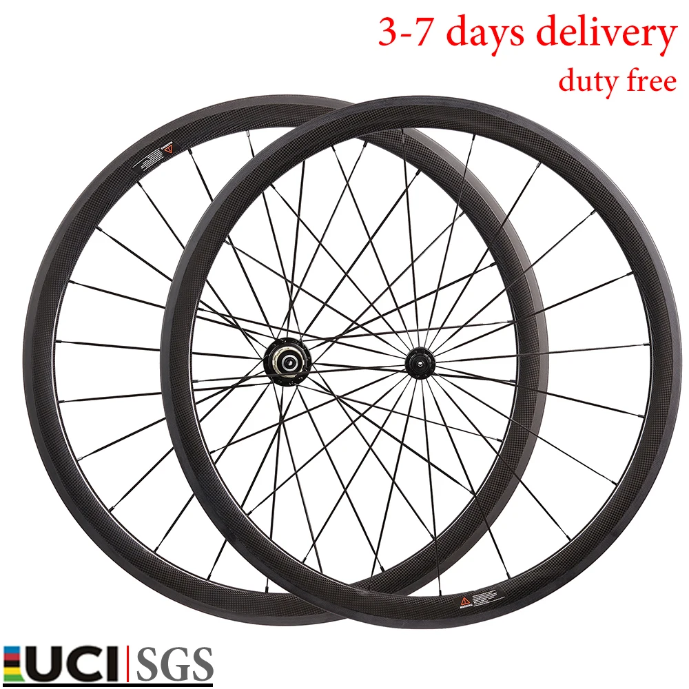 700C Racing Road bike carbon wheels Clincher tubeless T800 Toray Carbon ...