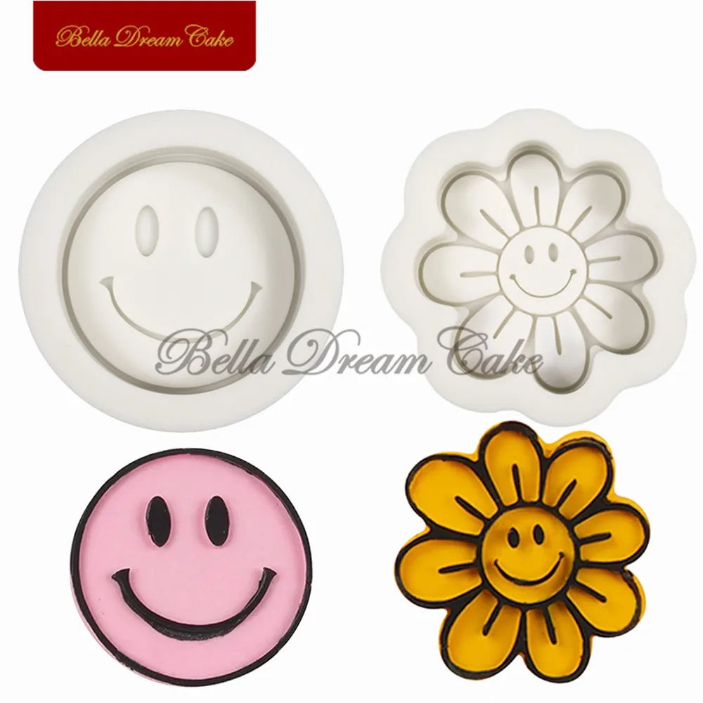 3D-Round-Flower-Shape-Smile-Face-Silicone-Mold-Fondant-Chocolate-Mould ...