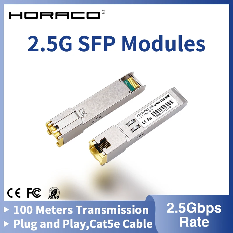 HORACO 2.5G SFP Module 2500M Optical Port Turn to RJ45 Ethernet Port Gigabit 1000M Transceiver ...