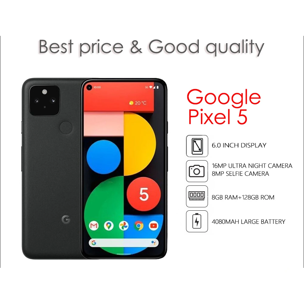 Google Pixel 5 bandas 5G 8GB RAM 128GB ROM 4080mAh 16MP NFC Impressão ...