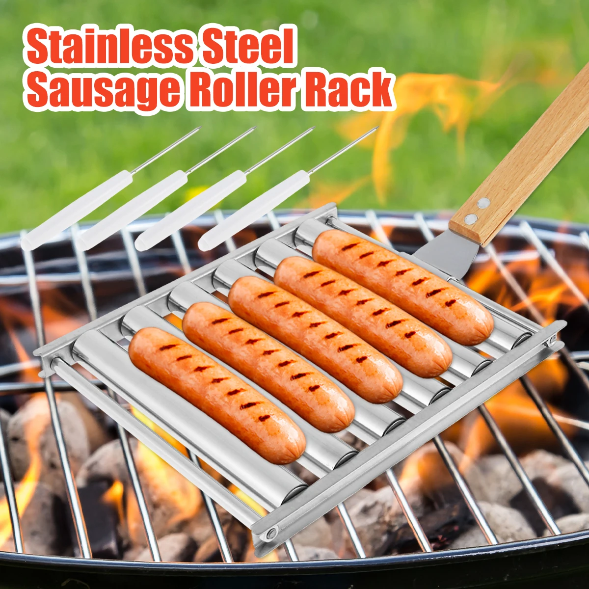 Hot-Dog-Roller-Portable-Sausage-Roller-Rack-with-Wood-Handle-and-4 ...
