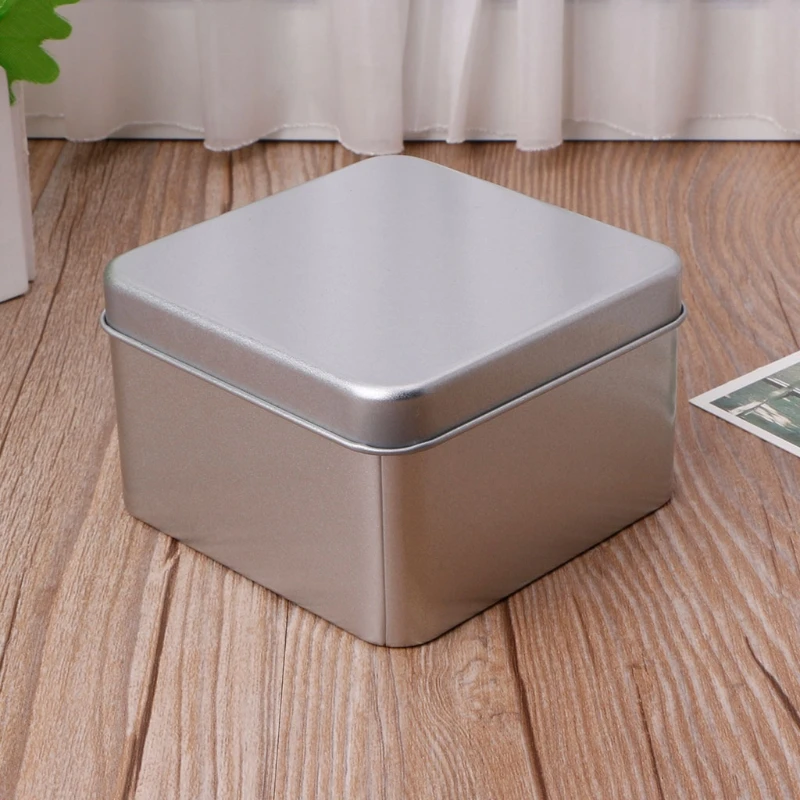 9x9cm Small Metal Tin Silver Storage Box for Case For Money Coin Candy ...