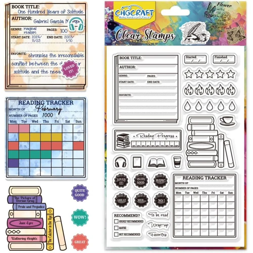 1PC Reading Diary Clear Stamps Book Review Transparent Stamps Clear ...
