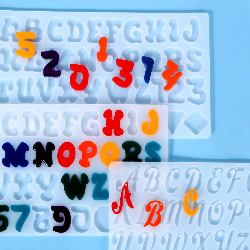 English Alphabet A-Z Epoxy Resin Silicone Mold Letter 0-9 Number ...