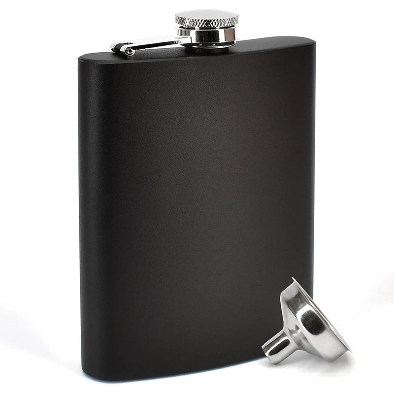 Camping Hip Flask 6 7 8oz Stainless Steel Black Hip Flask Set Leakproof ...