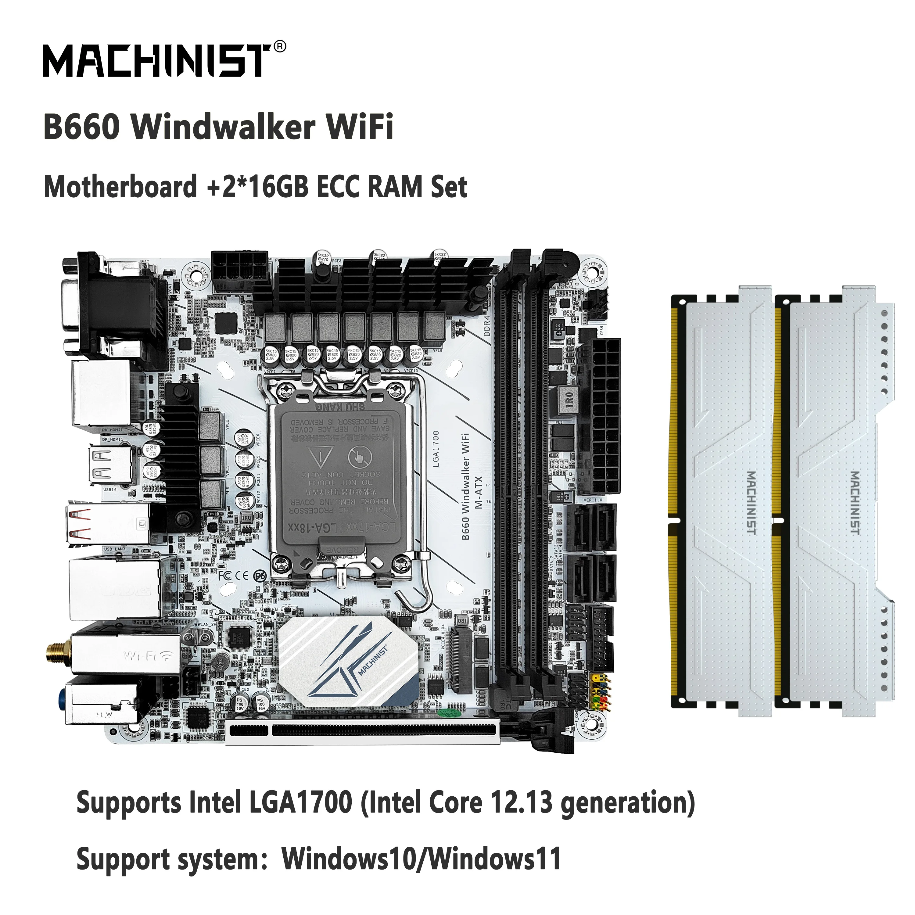 MACHINIST B660 Motherboard Kit LGA1700 Set with 2X16GB DDR4 RAM Support 12 13 Gen Intel Core ...