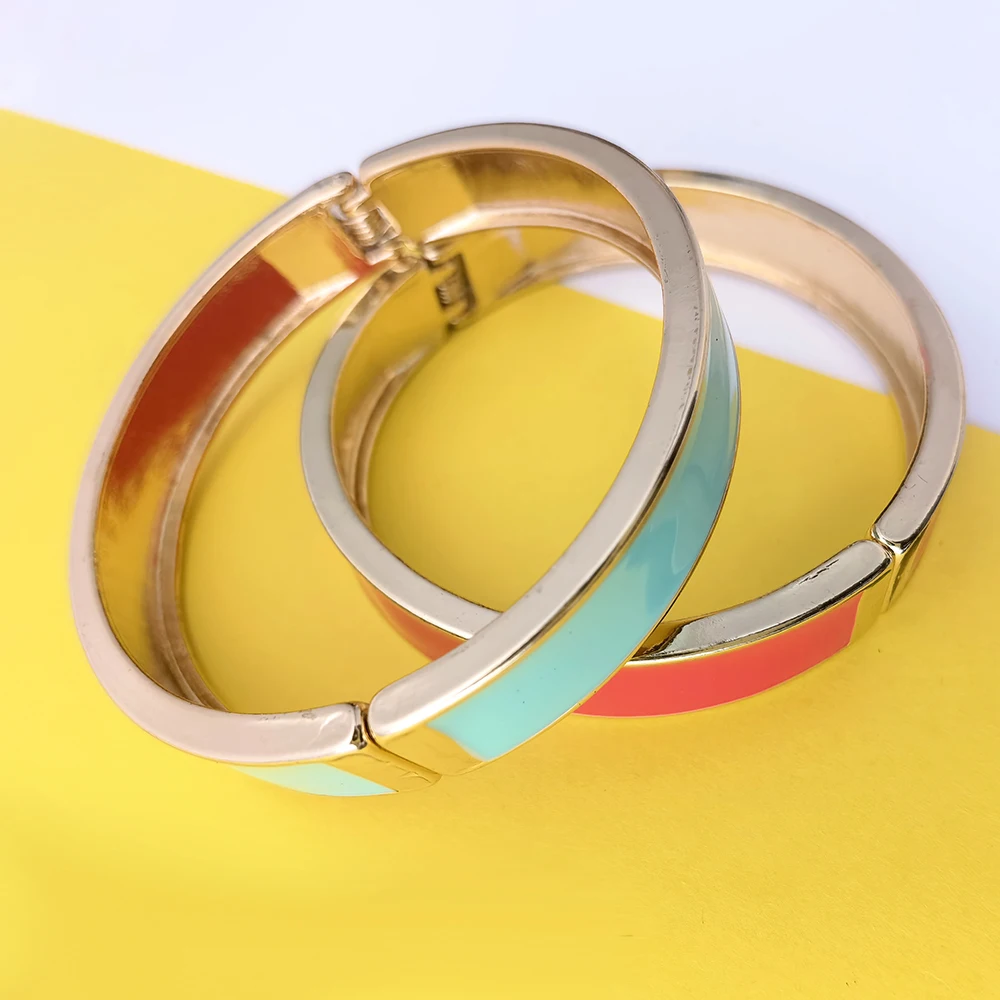 Fashion-Jewelry-Trendy-Red-Blue-Enamel-Bracelet-For-Women-Man-Gold ...