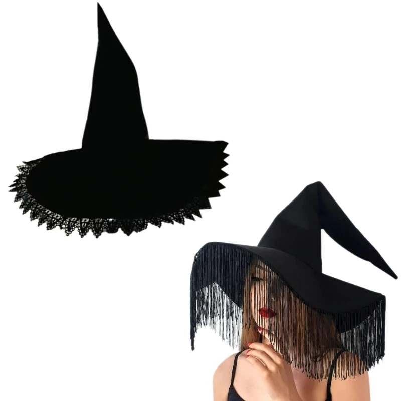 Sombrero-de-bruja-negra-para-Halloween-gorro-de-fiesta-de-ala-ancha ...