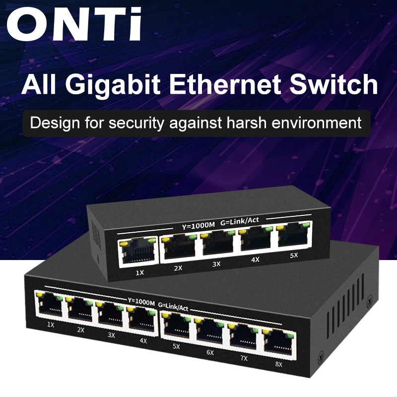 ONTI 5 / 8 Port Gigabit Switch with 1000Mbps High Performance Can ...