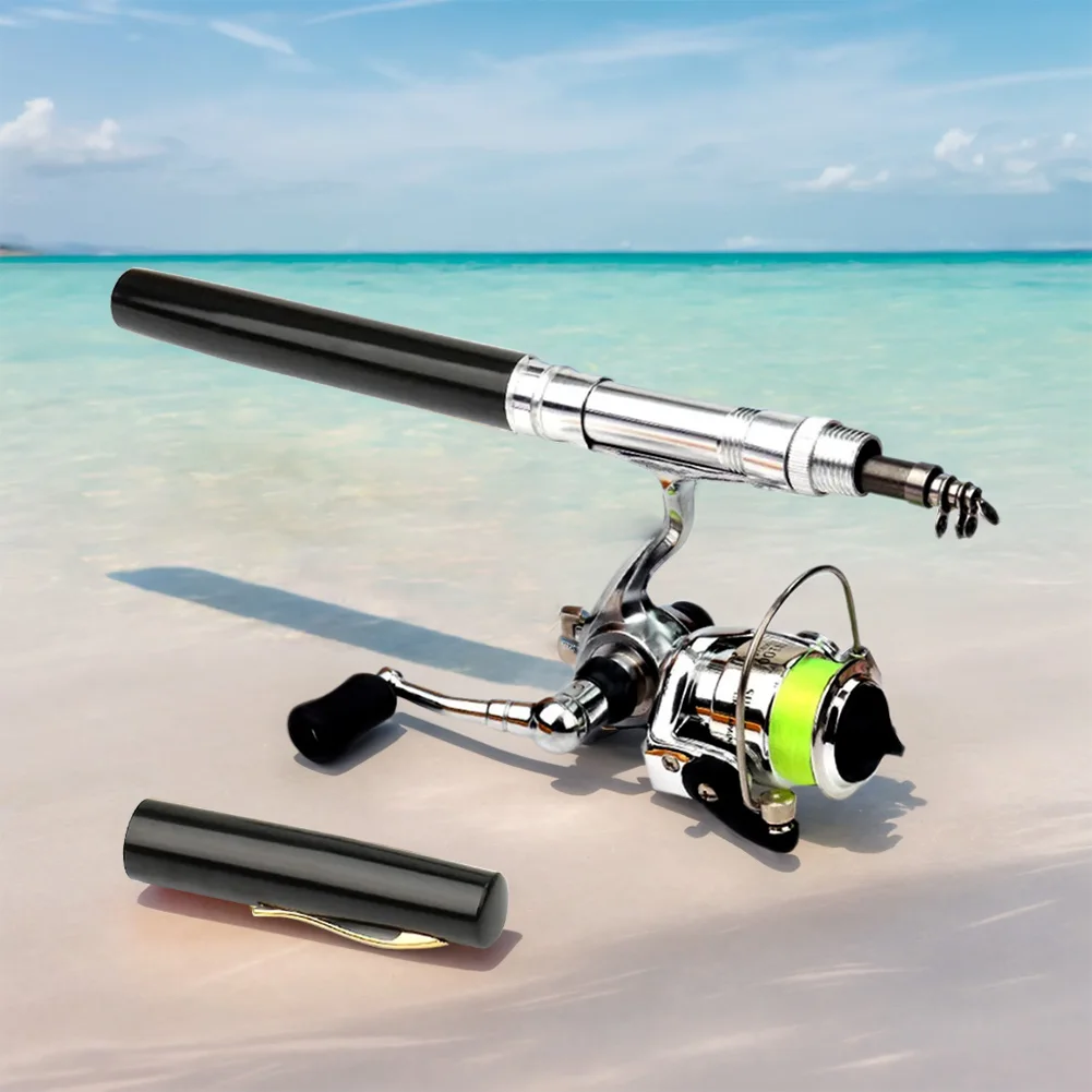 Mini Portable Pocket Fish Pen Shape Fishing Rod Pole Reel Telescopic ...
