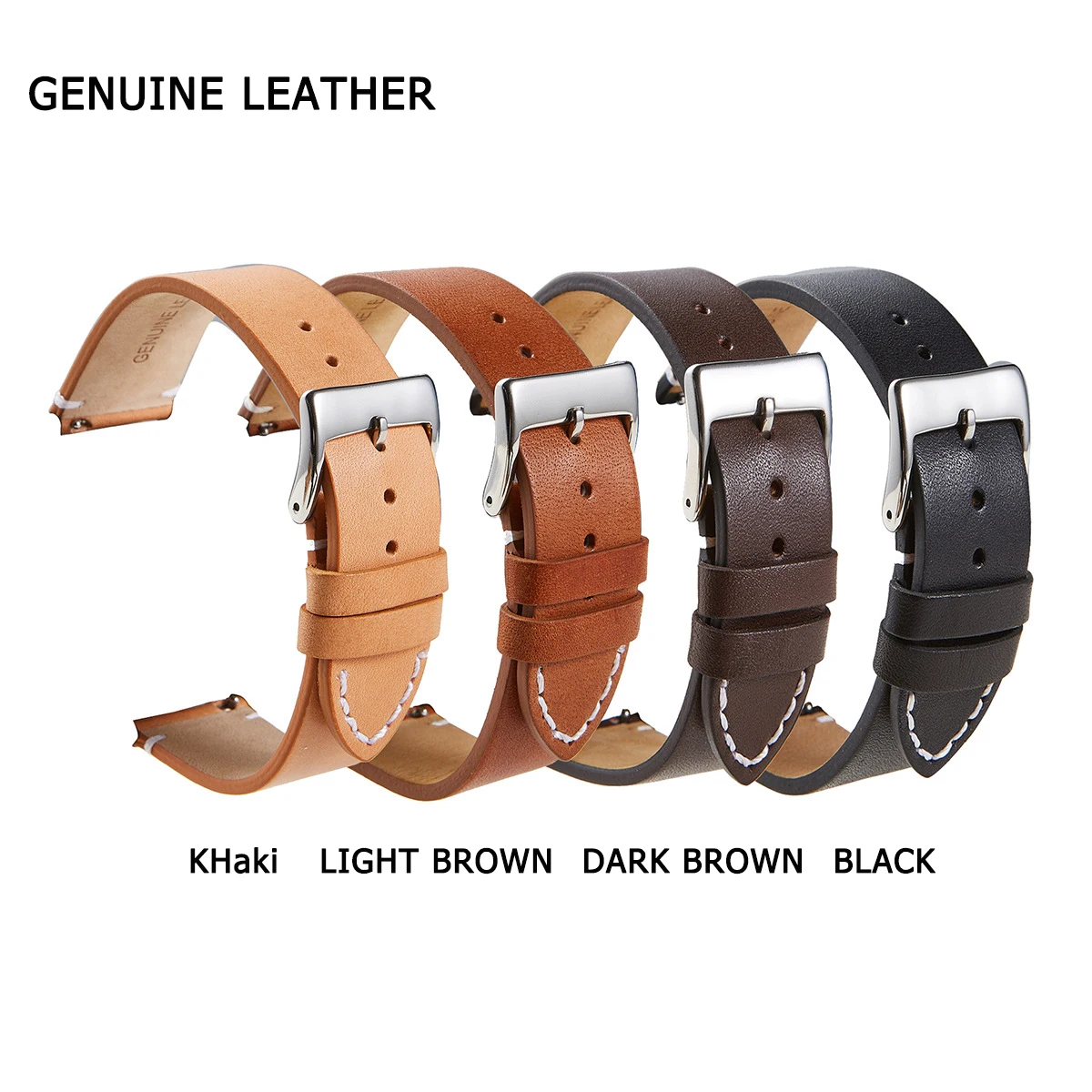 Genuine Leather Watchbands 16/18/20/22/24mm Vintage Strap Soft Brushed ...